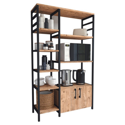 URBNLIVING 141cm Height Open Style Pine Wooden Storage & Shelf Unit ...