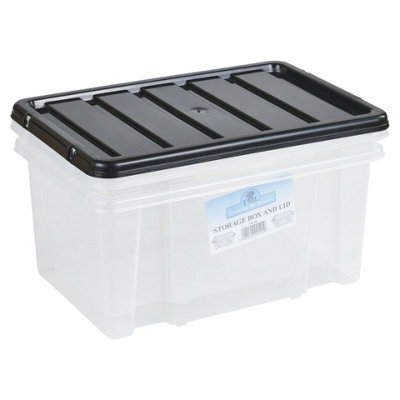 URBNLIVING 15cm Height 7L Plastic Storage Boxes Black Clip Lid Quality ...