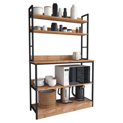 URBNLIVING 161cm Height Open Style Pine Wooden Storage Kitchen Counter ...