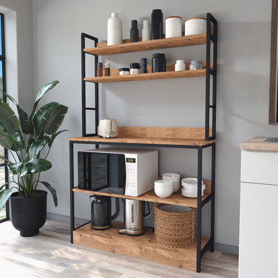 URBNLIVING 161cm Height Open Style Pine Wooden Storage Kitchen Counter ...