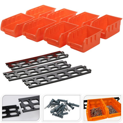 URBNLIVING 16cm Depth 8 Pcs Stackable Tool Storage Bins Workshop Garage ...