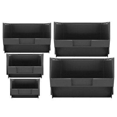 URBNLIVING 16cm Height Black Plastic Wall Mounted Stacking Click Box ...