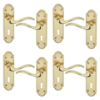 URBNLIVING 170mm Length 8 Pcs Lisbon Metal & Polished Brass Latch Door ...