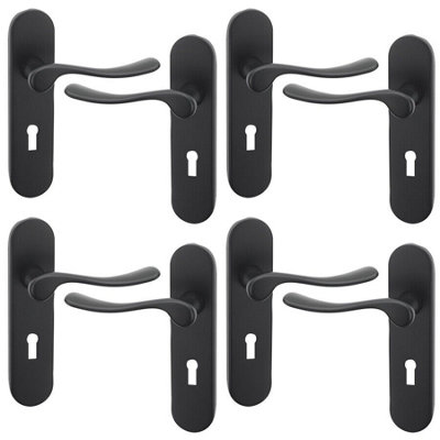 URBNLIVING 174mm Length 8 Pcs Berkshire Metal & Black Lever Latch Door ...