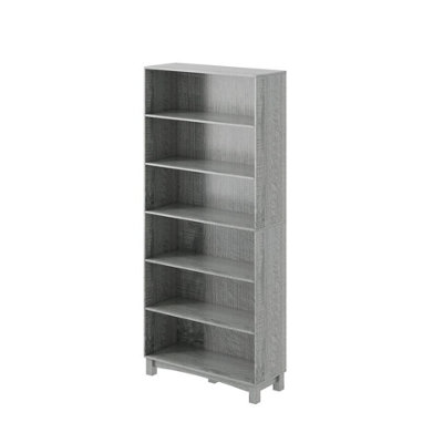 URBNLIVING 180cm Height Ash Grey 6 Tier Wide Wooden Bookcase Shelf ...