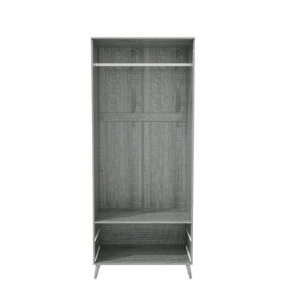 URBNLIVING 180cm Height Ash Grey Wardrobe with Mirror Grey 2 Door 2 ...