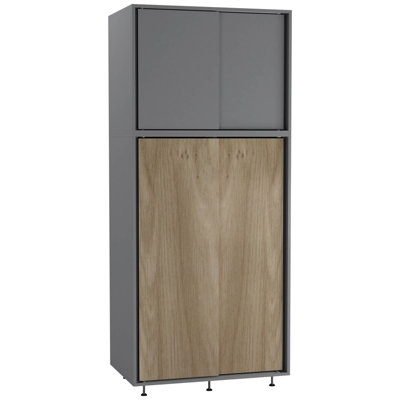 URBNLIVING 180cm Height Grey Carcass with 4 Sliding Oak Doors Wardrobe ...