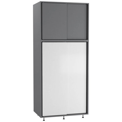 URBNLIVING 180cm Height Grey Carcass with 4 Sliding White Doors ...