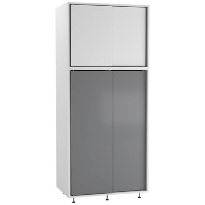 URBNLIVING 180cm Height White Carcass with 4 Sliding Grey Doors ...