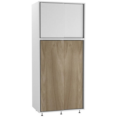URBNLIVING 180cm Height White Carcass with 4 Sliding Oak Doors Wardrobe ...