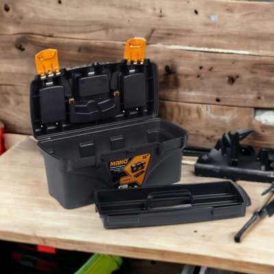 URBNLIVING 18cm Height 16" Large Plastic Tool Box Chest Lockable ...