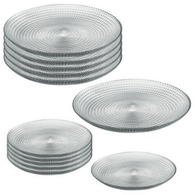 URBNLIVING 19cm Height Clear Glass Dinner & Dessert Plate Set of 6
