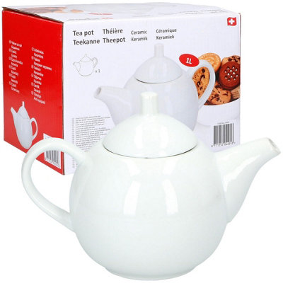 URBNLIVING 1L Ceramic Teapot Mini White Retro Country Cottage Vintage ...