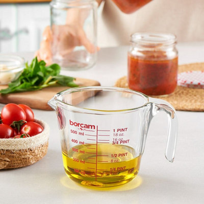 URBNLIVING 1L CLEAR GLASS MEASURING MIXING JUG IN ML OZ FOR PINTS ...