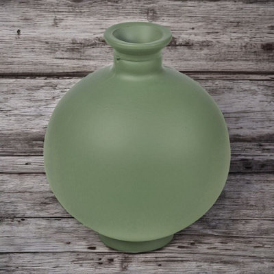 URBNLIVING 2.5L Olive Large Round Glass Opera Ball Vase Ceramic Look ...