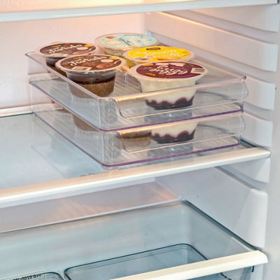 URBNLIVING 2 Set Clear Plastic Fridge Rack Box Cupboard Storage Holder Tray