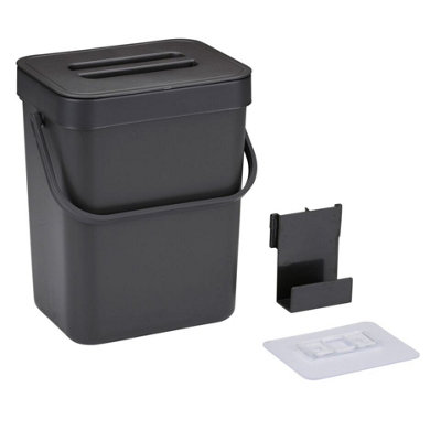 URBNLIVING 20.5cm Height 3L Black Wall Mounted Hanging Recycling Waste ...