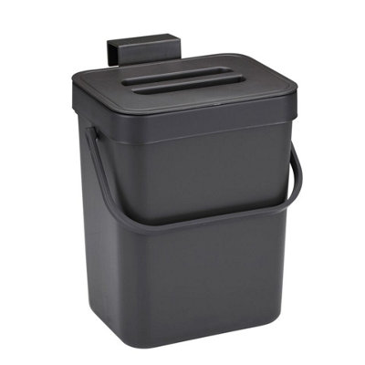 URBNLIVING 20.5cm Height 3L Black Wall Mounted Hanging Recycling Waste ...