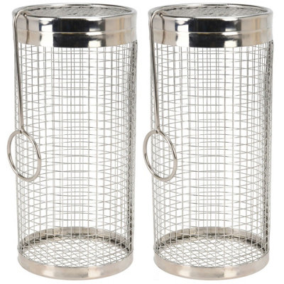 URBNLIVING 20cm Height Rolling BBQ Grill Basket Cooking Cylinder Net ...