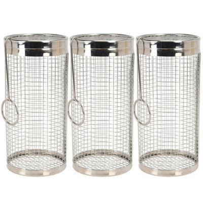 URBNLIVING 20cm Height Rolling BBQ Grill Basket Cooking Cylinder Net ...