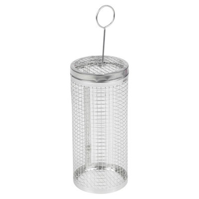 URBNLIVING 20cm Height Rolling BBQ Grill Basket Cooking Cylinder Net ...