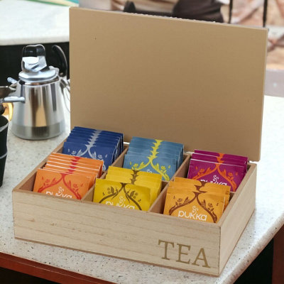URBNLIVING 24.5cm Width 6 Section-Mocca Compartment Wooden Tea Storage ...