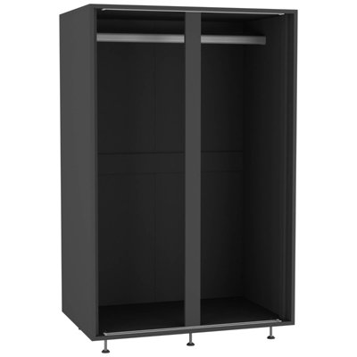 URBNLIVING 240cm Height Black Carcass with 2 Sliding Black Doors ...
