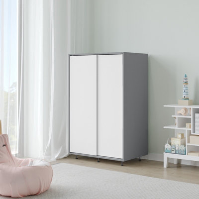URBNLIVING 240cm Height Grey Carcass with 2 Sliding White Doors ...