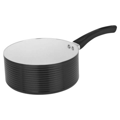 URBNLIVING 24cm Diameter Black Ribbed Aluminium Induction Hob Cookware ...