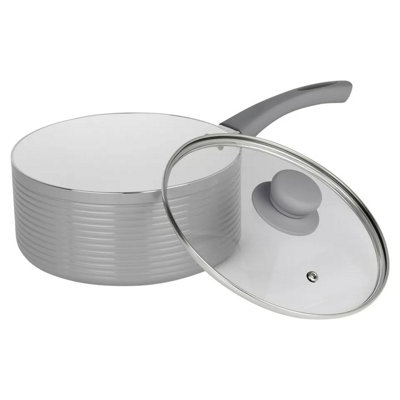 URBNLIVING 24cm Diameter Grey Ribbed Aluminium Induction Hob Cookware ...