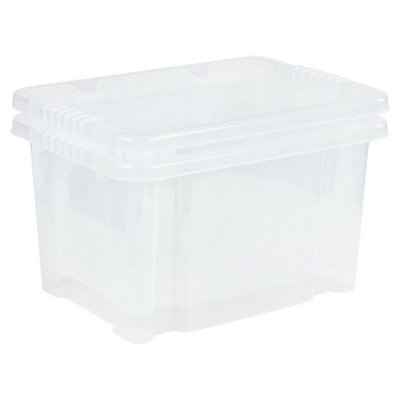 URBNLIVING 24L Set of 3 Plastic Storage Boxes Clip Lid Quality ...