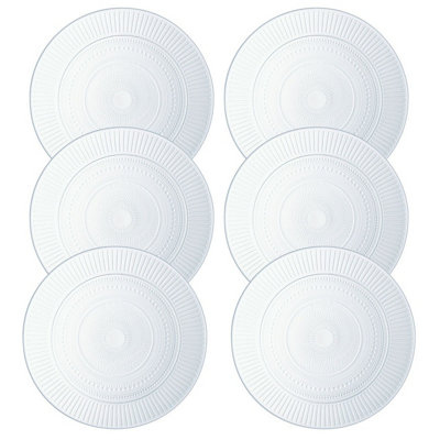 URBNLIVING 25cm Diameter Tempered Glass Dinner Plate Set of 6 Pcs