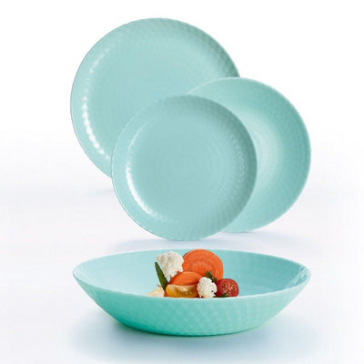 URBNLIVING 25cm Diameter Turquoise Dinner Set of 18 Pcs | DIY at B&Q