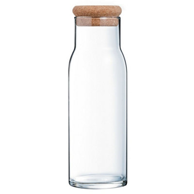 URBNLIVING 25cm Height 1L Glass Pitcher With Cork Lid