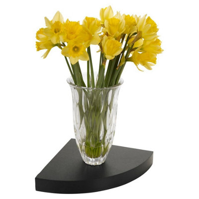 URBNLIVING 25cm Height Black Floating Wooden Wall Mounting Corner Shelf ...