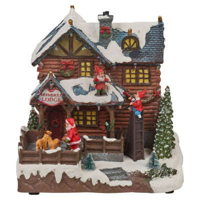 URBNLIVING 25cm Height Light Up Christmas Festive Village Scene ...