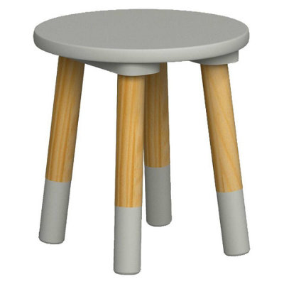 URBNLIVING 26cm Height Wooden Round Grey Chair Toddlers Kids Children ...