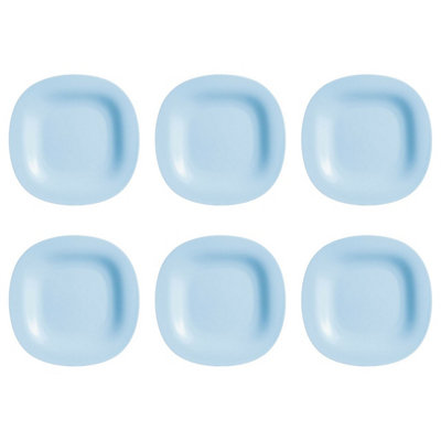 URBNLIVING 27cm Diameter Light Blue Set of 6 Square Opal Glass Dinner ...
