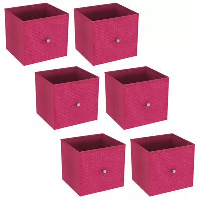 Buy URBNLIVING 27cm Height Fuschia 6 Pcs Foldable Woven Fabric Storage ...