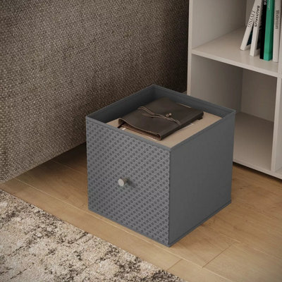 URBNLIVING 27cm Height Light Grey Foldable Woven Fabric Storage Cube ...