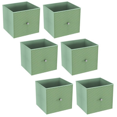 URBNLIVING 27cm Height Pastel Green 6 Pcs Foldable Woven Fabric Storage ...