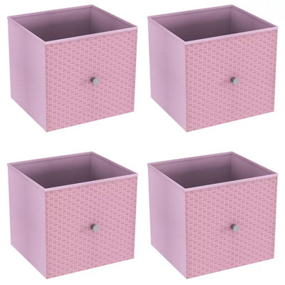 URBNLIVING 27cm Height Pastel Pink 4 Pcs Foldable Woven Fabric Storage ...