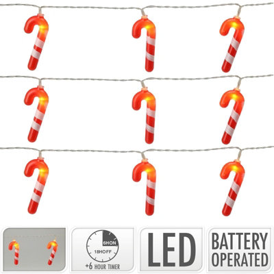 URBNLIVING 285cm Hanging 20 LED Chain Christmas Decoration Candy Cane ...