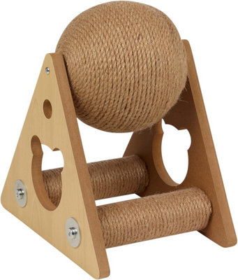 URBNLIVING 29cm height Cat Scratching Rotating Ball Teasing Toy Wooden ...