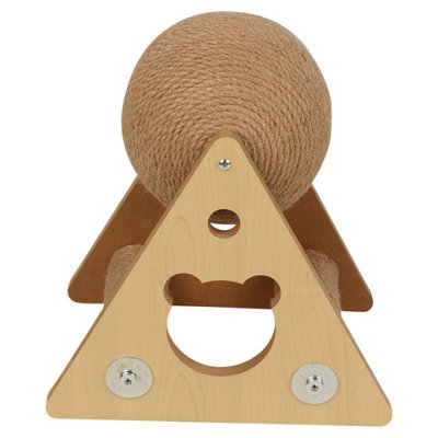 URBNLIVING 29cm height Cat Scratching Rotating Ball Teasing Toy Wooden ...