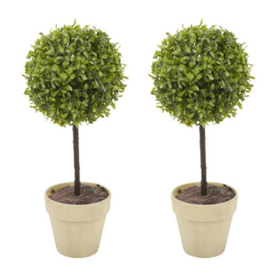 URBNLIVING 2x Potted Buxus Box Ball Plant Decorative Artificial Indoor ...