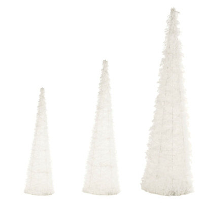 URBNLIVING 3 Pcs LED Light Up Christmas Tree Cone White Snow Pyramids ...