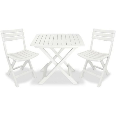 URBNLIVING 3 Pcs White Folding Table and 2 Chairs Set Outdoor BBQ ...