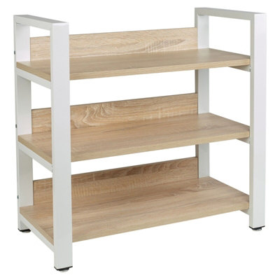 URBNLIVING 3 Tier White Metal & Wood Shelf Shoe Multi Purpose Storage ...