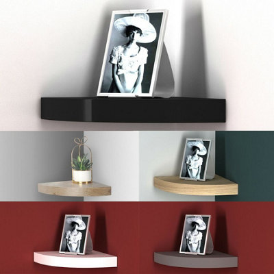 Wall Mounted Corner Shelf Display Wooden Retro Floating Wall Corner